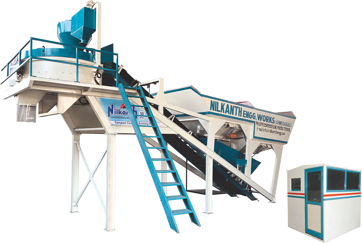 Compact Concrete Batching Plant Cross Bin